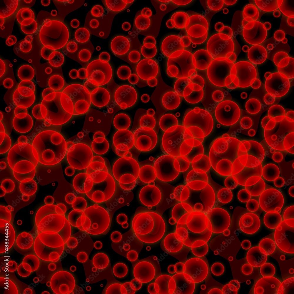 Vector Glowing Red Bubbles Abstract Texture Seamless Pattern Background ...