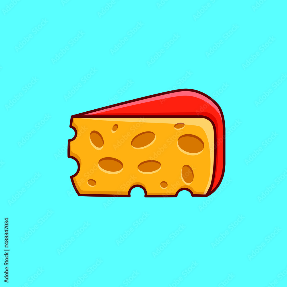 Cute cartoon cheese in vector illustration. Isolated food vector. Flat ...