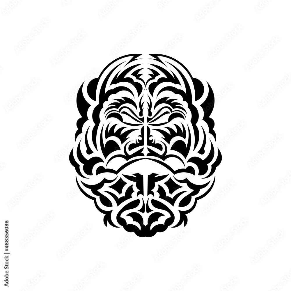 Tiki mask design. Traditional decor pattern from Polynesia and Hawaii ...