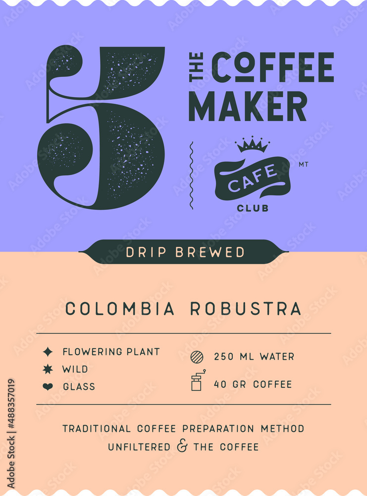 Coffee, tag label. Modern tag, label for brand, logo, sticker coffee ...