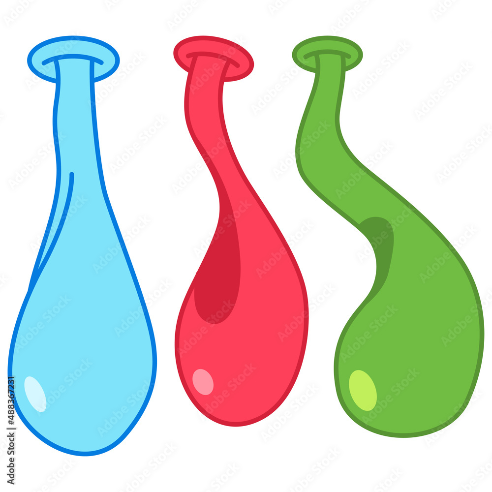 Deflated balloons vector cartoon set isolated on a white background ...