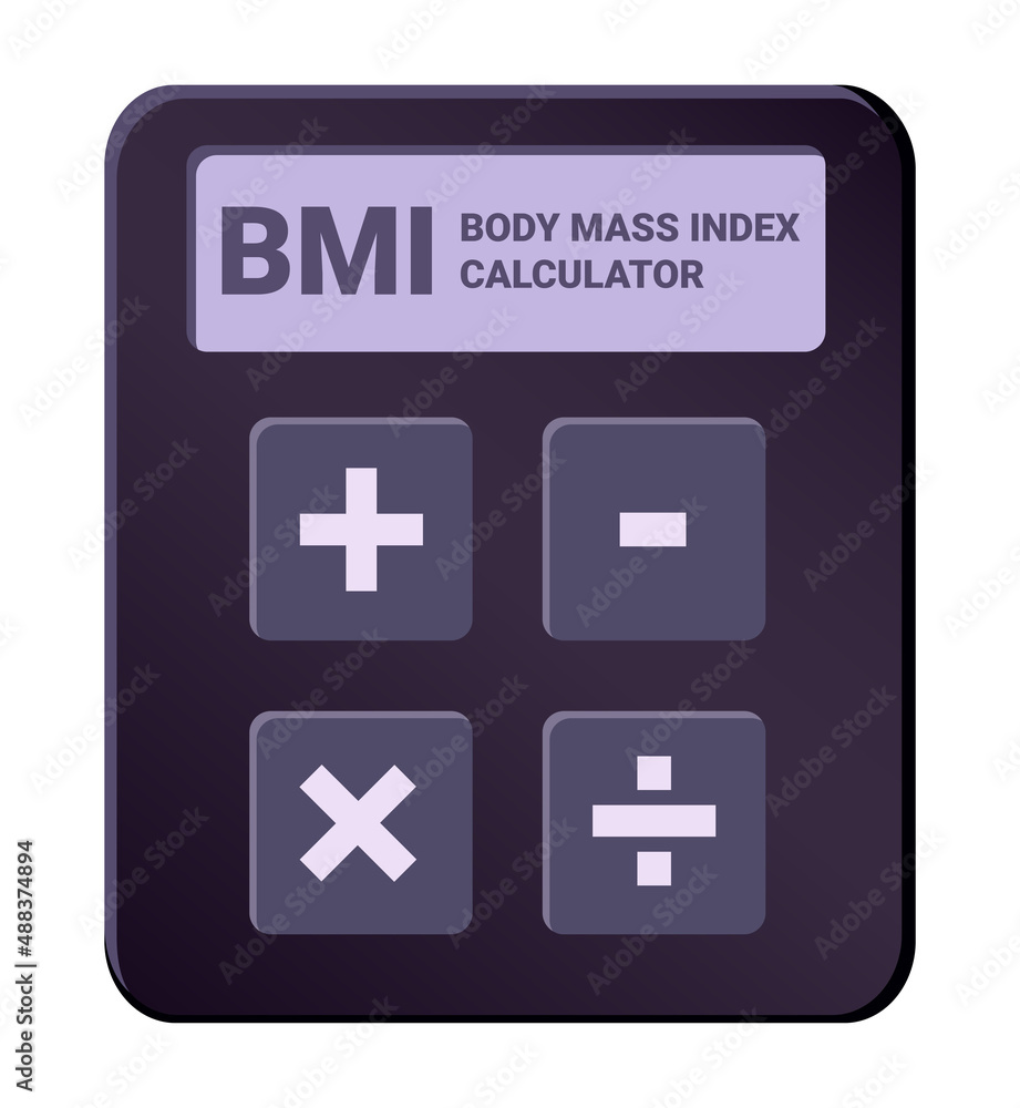 Vector illustration or icon of BMI body mass index calculator isolated ...