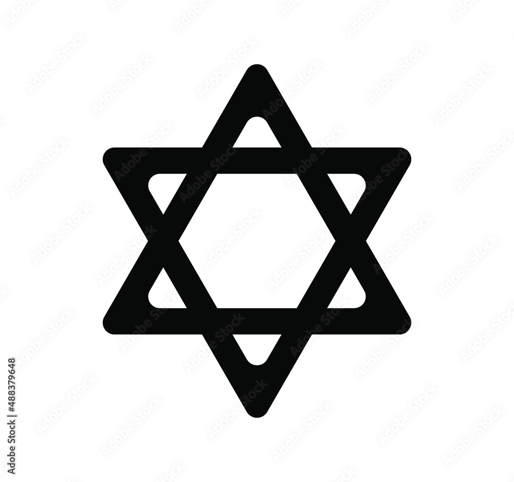 Judaism vector icon. Judaism religion symbol logo. black and white ...