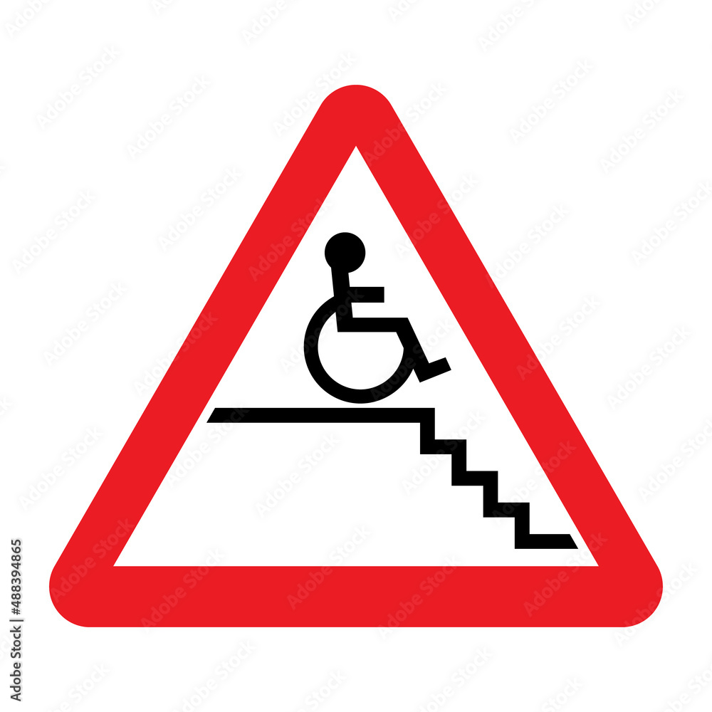 Vetor de Obstacle for wheelchair warning sign. Vector illustration of ...