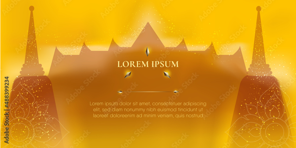 Abstract traditional Thai background. Decorated by golden temple and ...