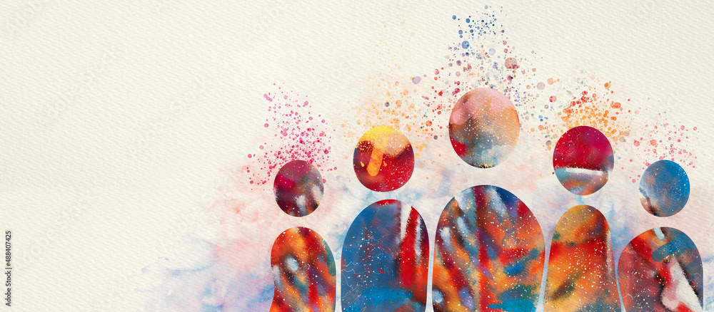 Together. Watercolor concept banner Stock Illustration | Adobe Stock