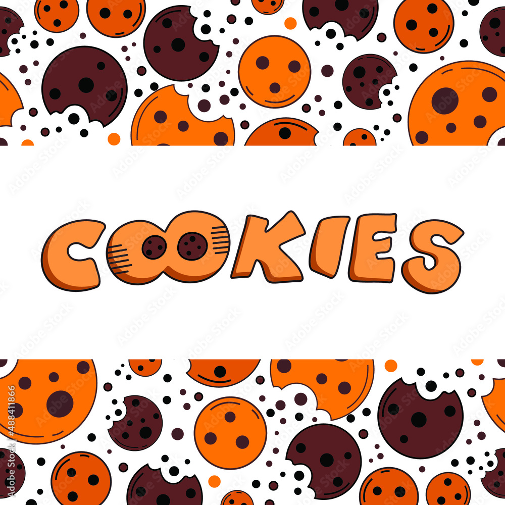 Cookies hand-lettering logo, digital vector illustration of pattern ...
