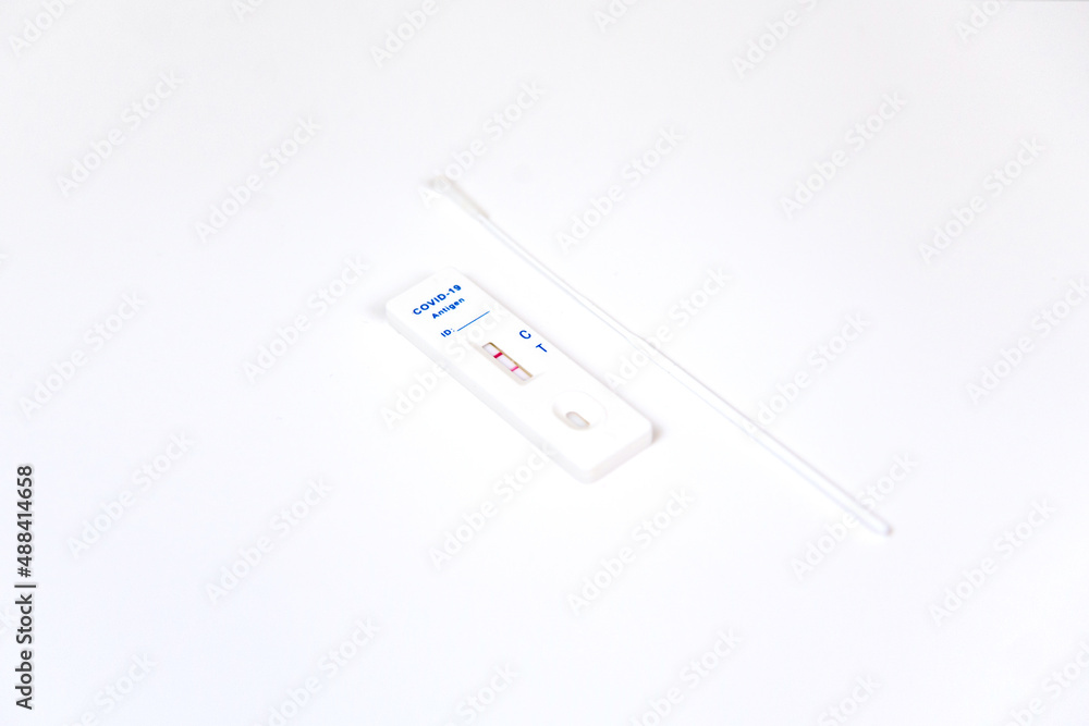 Covid-19 rapid antigen test kit. Positive test result using rapid ...