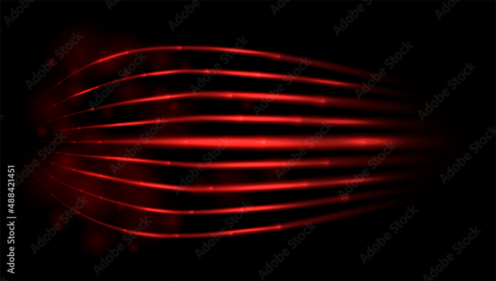 Red laser beams. Warm or hot air flow. Warming rays. Speed, supersonic ...