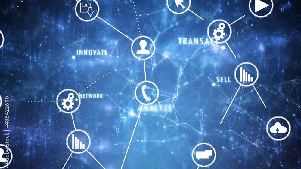 Business technology connection icon symbols background animation. Stock ...