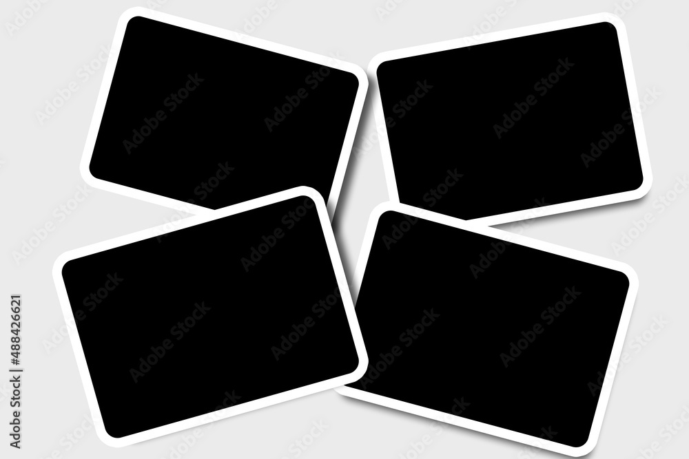 4 Rectangle photo frames in black and white colors with clean ...