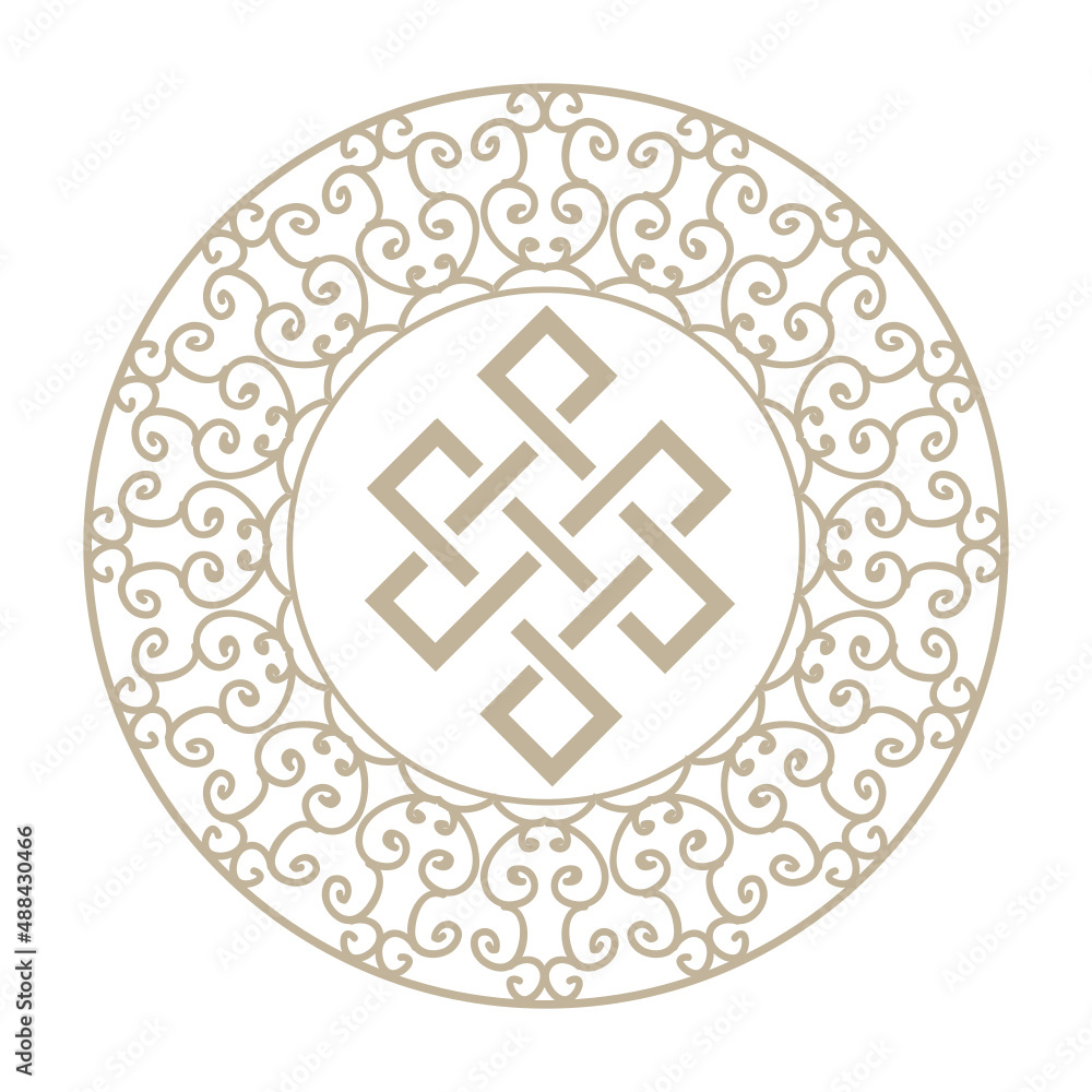 Eternal knot, symbol for life path inside mandala, circular figure ...