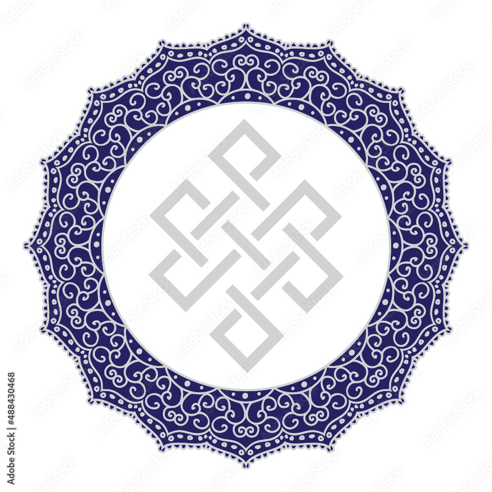 Eternal knot, symbol for life path inside mandala, circular figure ...