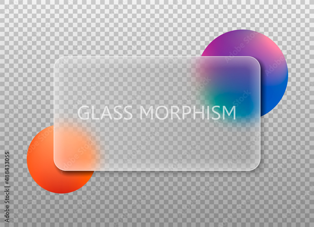 Transparent glass square card design. Realistic glass morphism. Vector ...
