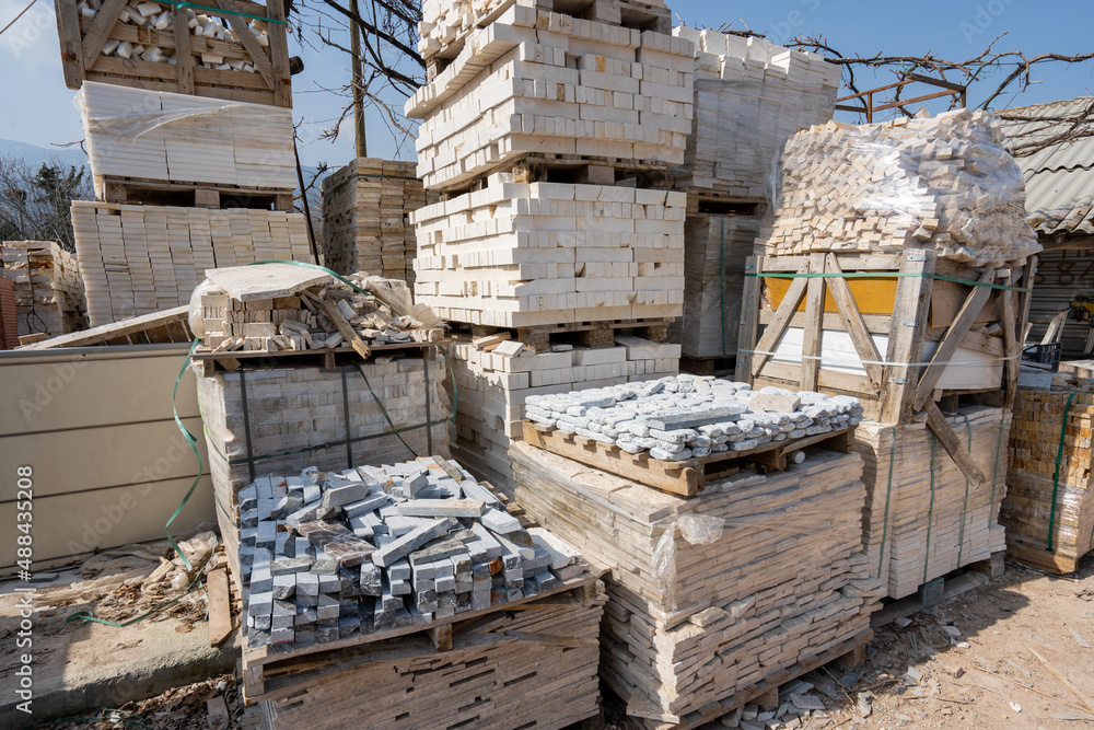 Various decorative stone cladding plates used in wall cladding are ...