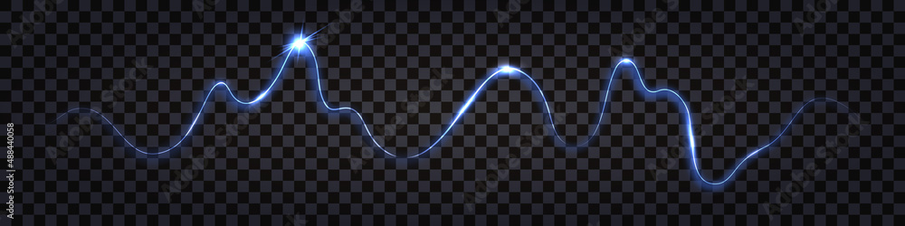 Blue electric discharge, lightning thunder bolt. Wavy swirl cable with ...