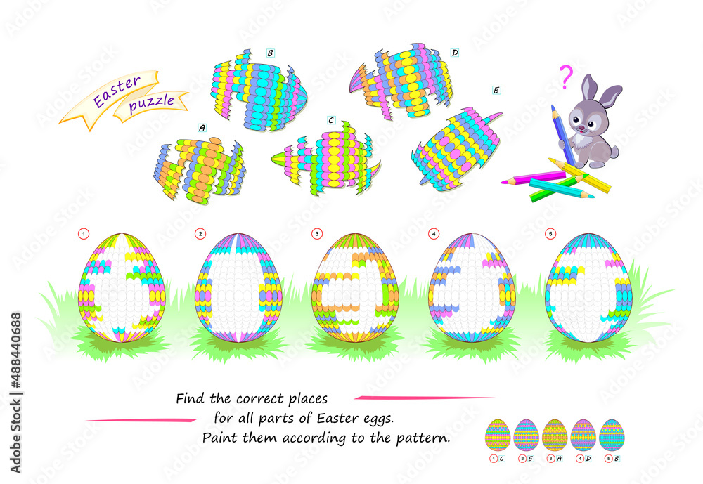 Logic puzzle game for children and adults. Find the correct places for ...