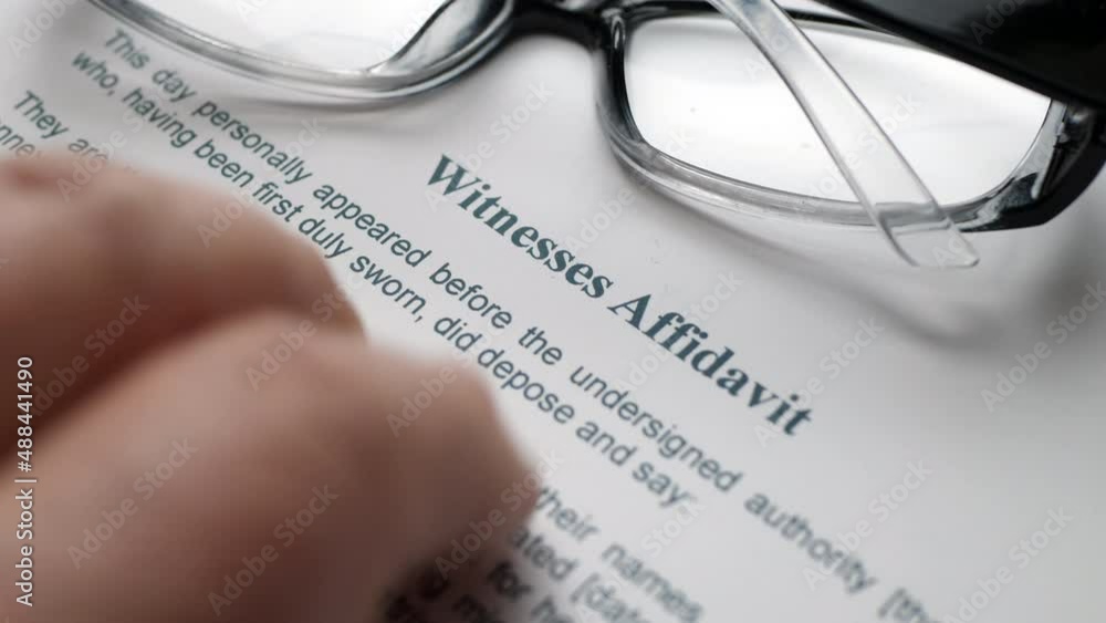 Finger tapping on witnesses affidavit form Stock Video | Adobe Stock