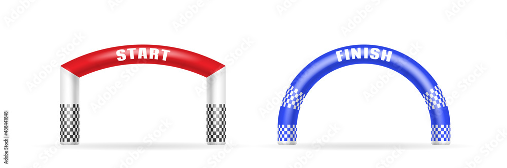 Inflatable arches set realistic with start and finish. 3d air rubber ...