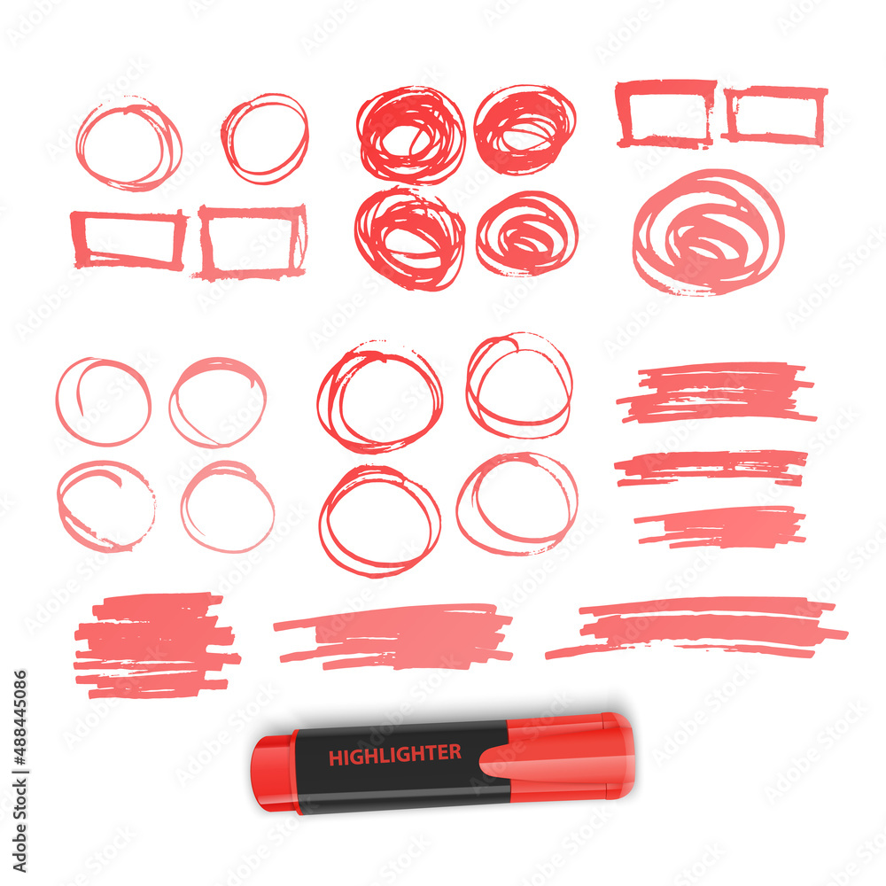 Marker marks, Red marker text selection, vector format Stock Vector ...