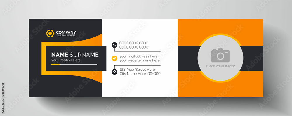 Yellow and dark black color corporate email signature or email footer ...