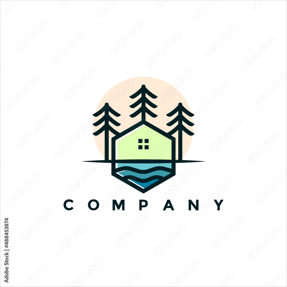 Modern lake house logo design for your company or business Stock Vector ...