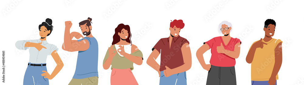 Set of Young Persons Immunization, Vaccination, Health Care Concept ...