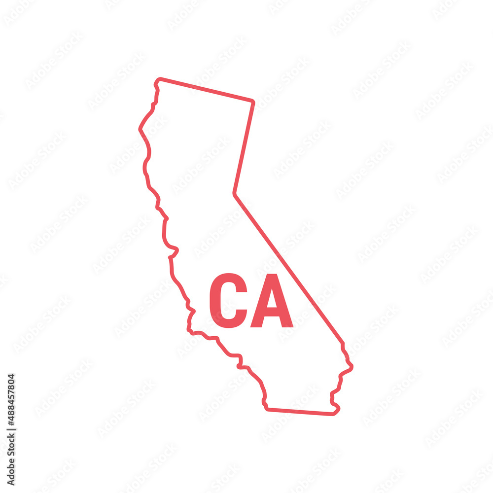 California US state map red outline border. Vector illustration ...