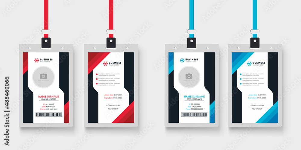 Simple and modern employee id card design with two color variation ...