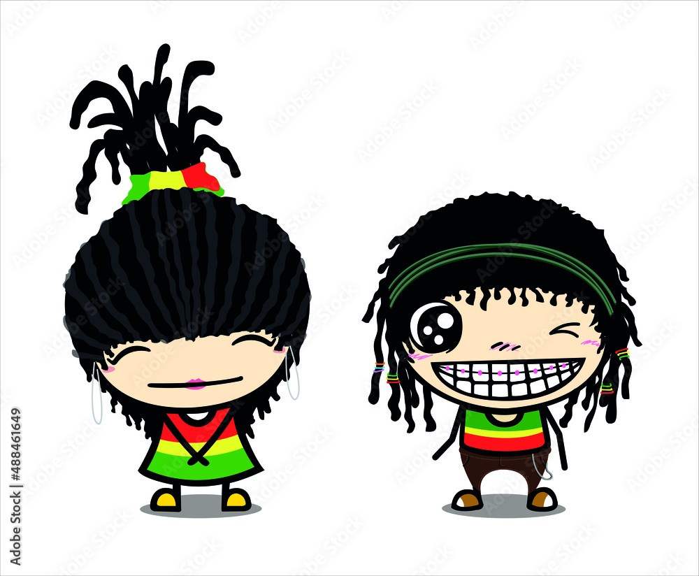 vector reggae characters male and female cute cartoon style Stock ...