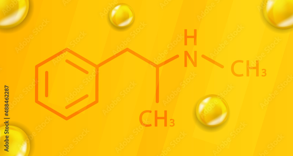 Methamphetamine chemical formula. Methamphetamine 3D Realistic chemical ...