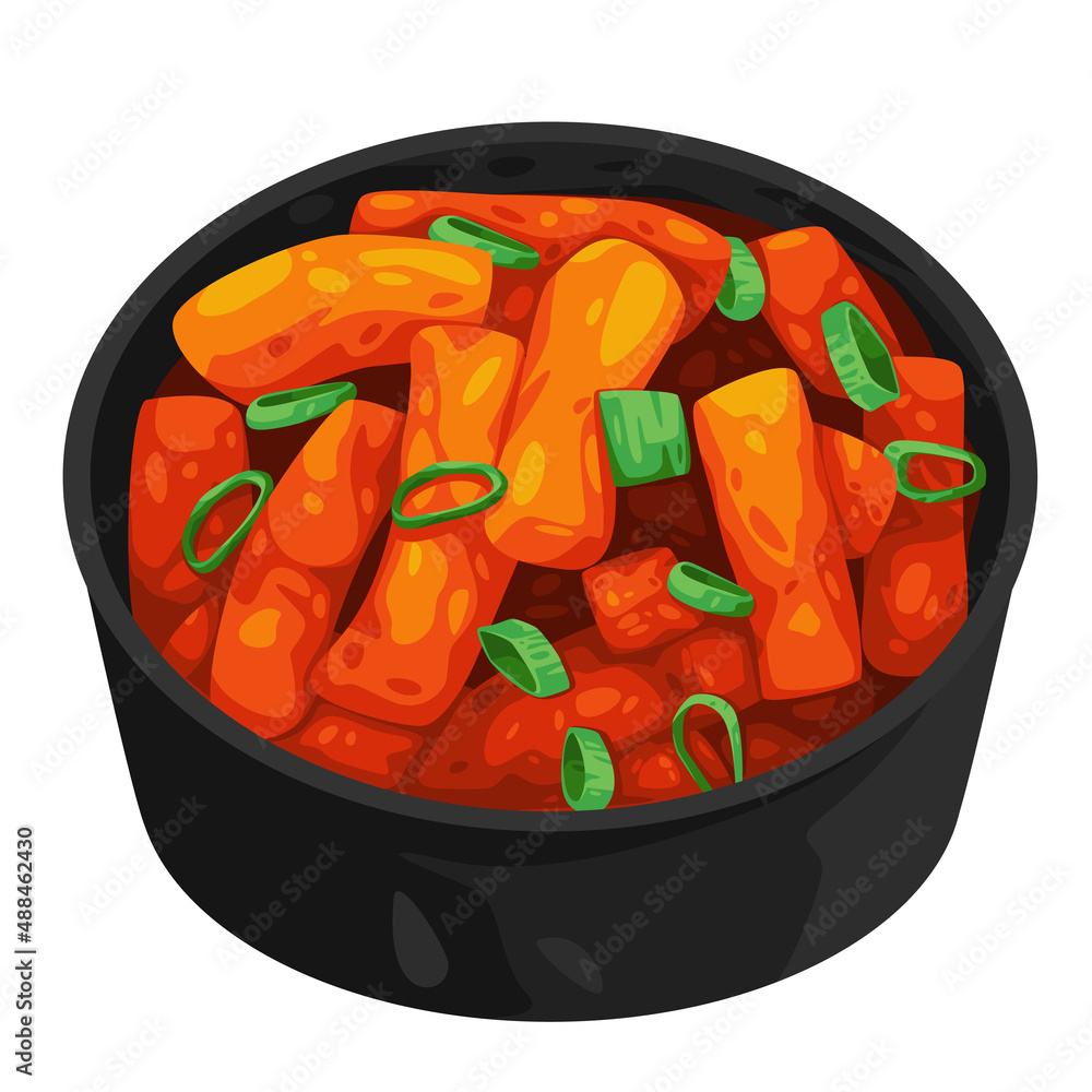 Tteok bokki or topokki korean food culinary dishes rice cake with spicy ...