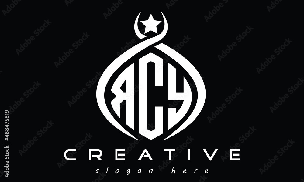 RCY three letters monogram curved initial logo design, geometric oval ...