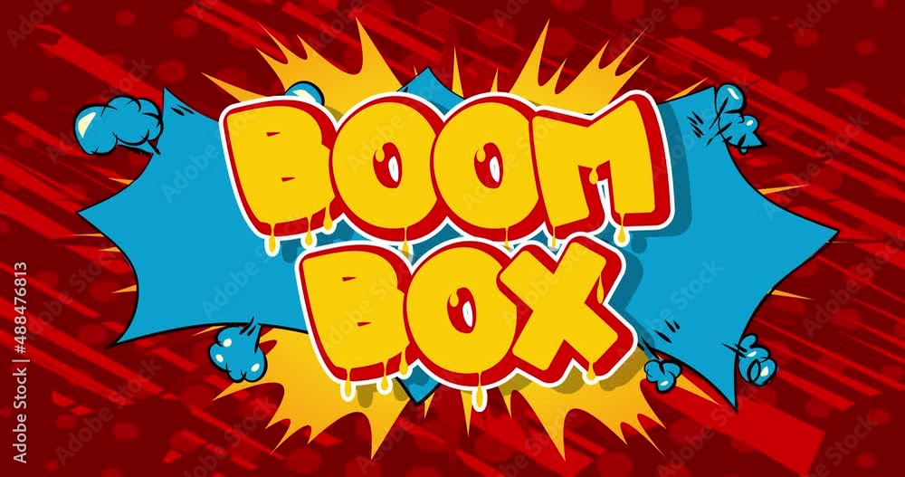 Vidéo Stock Boom box. Motion poster. 4k animated Comic book word text ...