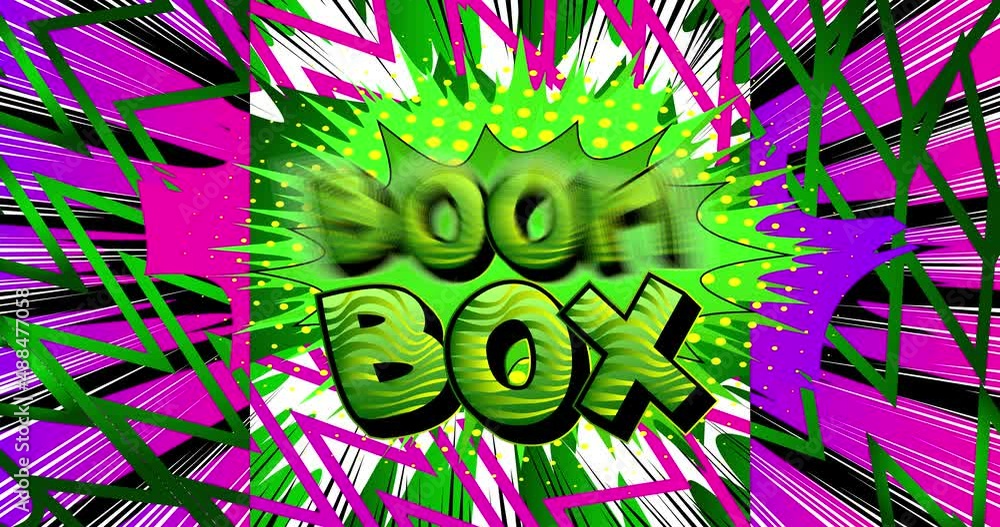 Vidéo Stock Boom box. Motion poster. 4k animated Comic book word text ...