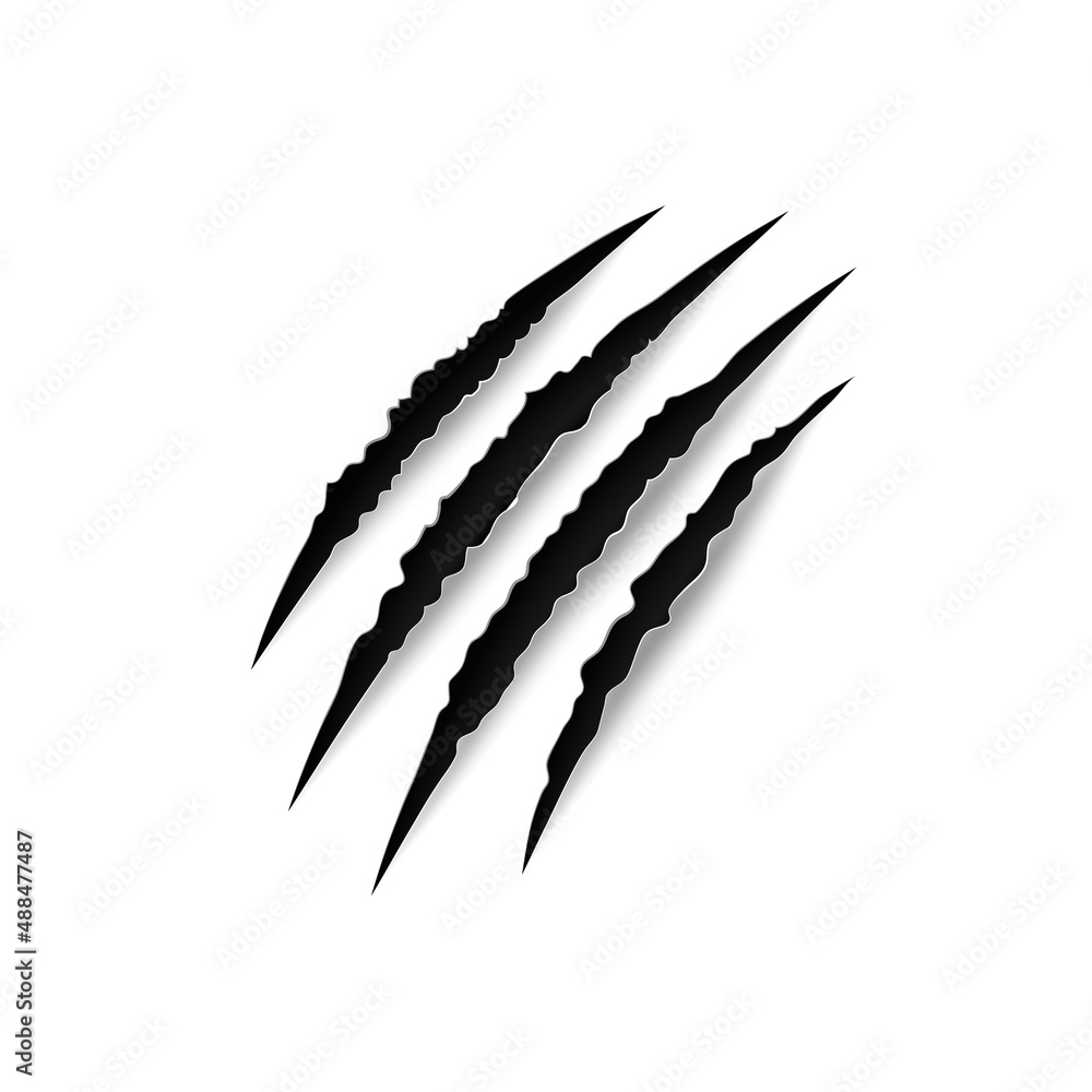 Scratches of claw, animals nails trace on paper isolated. Vector claw ...