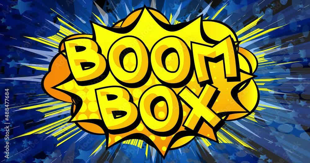 Boom box. Motion poster. 4k animated Comic book word text moving on ...