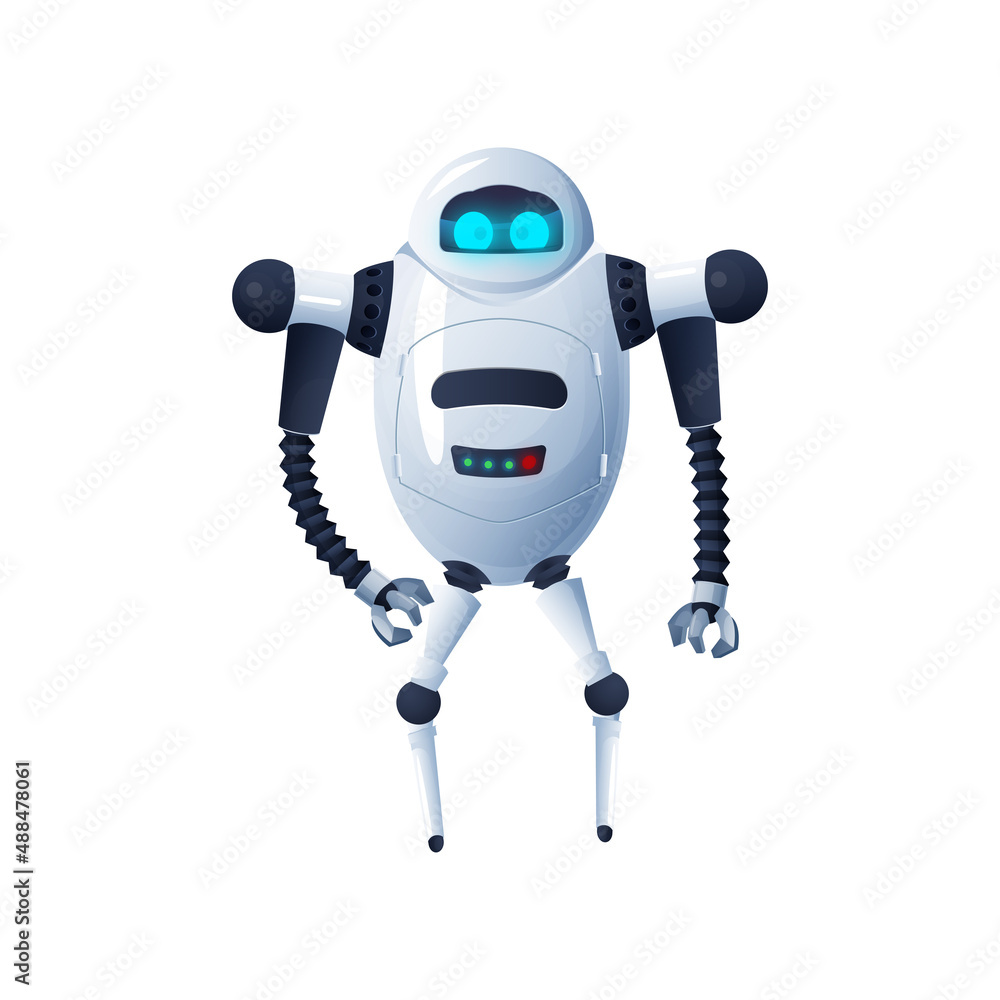 Friendly robot android, future cyborg house assistant isolated cartoon ...