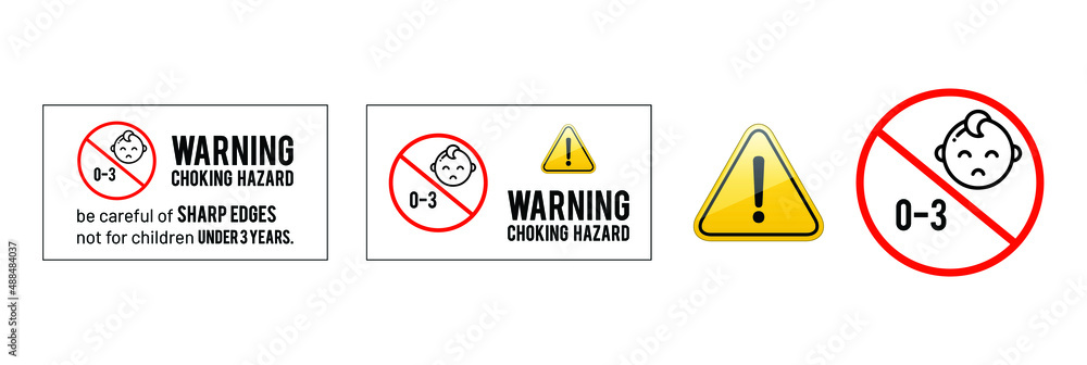 warning choking hazard, 0-3 sign vector illustration Stock Vector ...