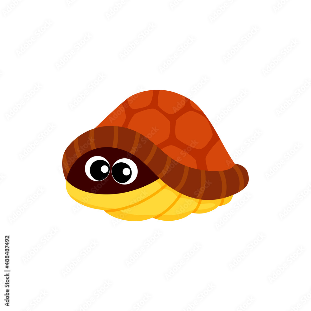 Stockvector Cartoon turtle afraid to come out of shell isolated cute ...