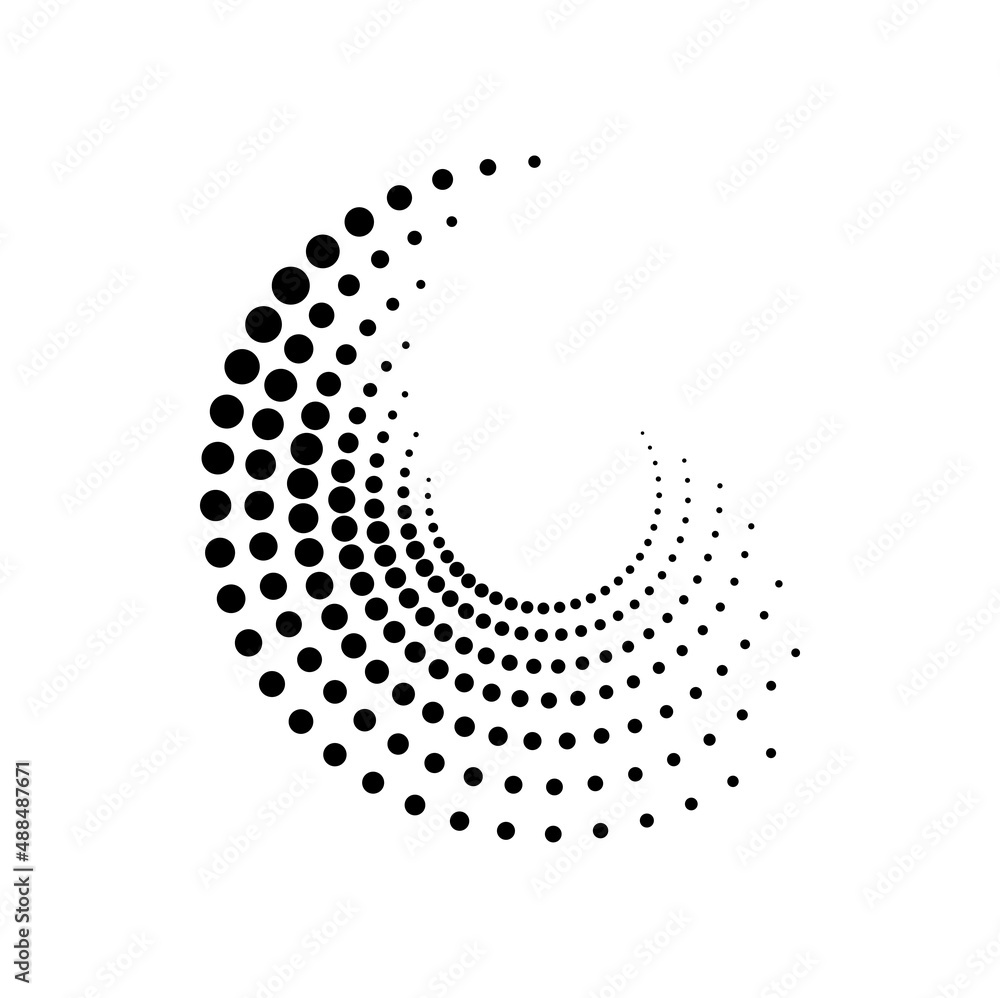 Halftone circle pattern, border and frame design. Vector blots, semitone dots design element for ...