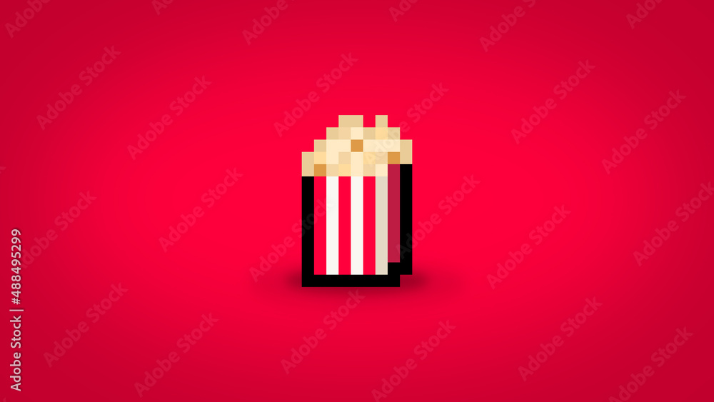 Pixel popcorn background - high res 4K wallpaper Stock Illustration ...