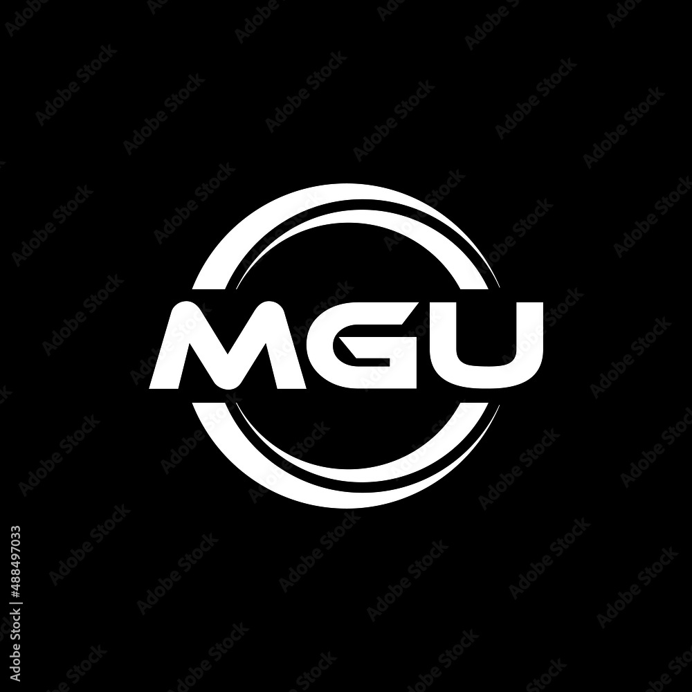 MGU letter logo design with black background in illustrator, vector ...