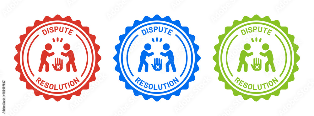 Dispute resolution badge vector icon symbol isolated on white ...