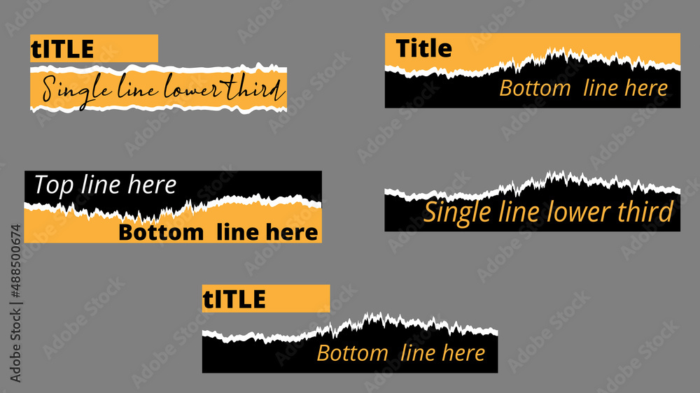 Lower third design set for title.Cool,bright ripped paper effect lower ...