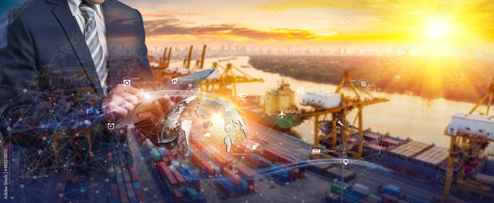 Smart technology concept with global logistics partnership Industrial ...