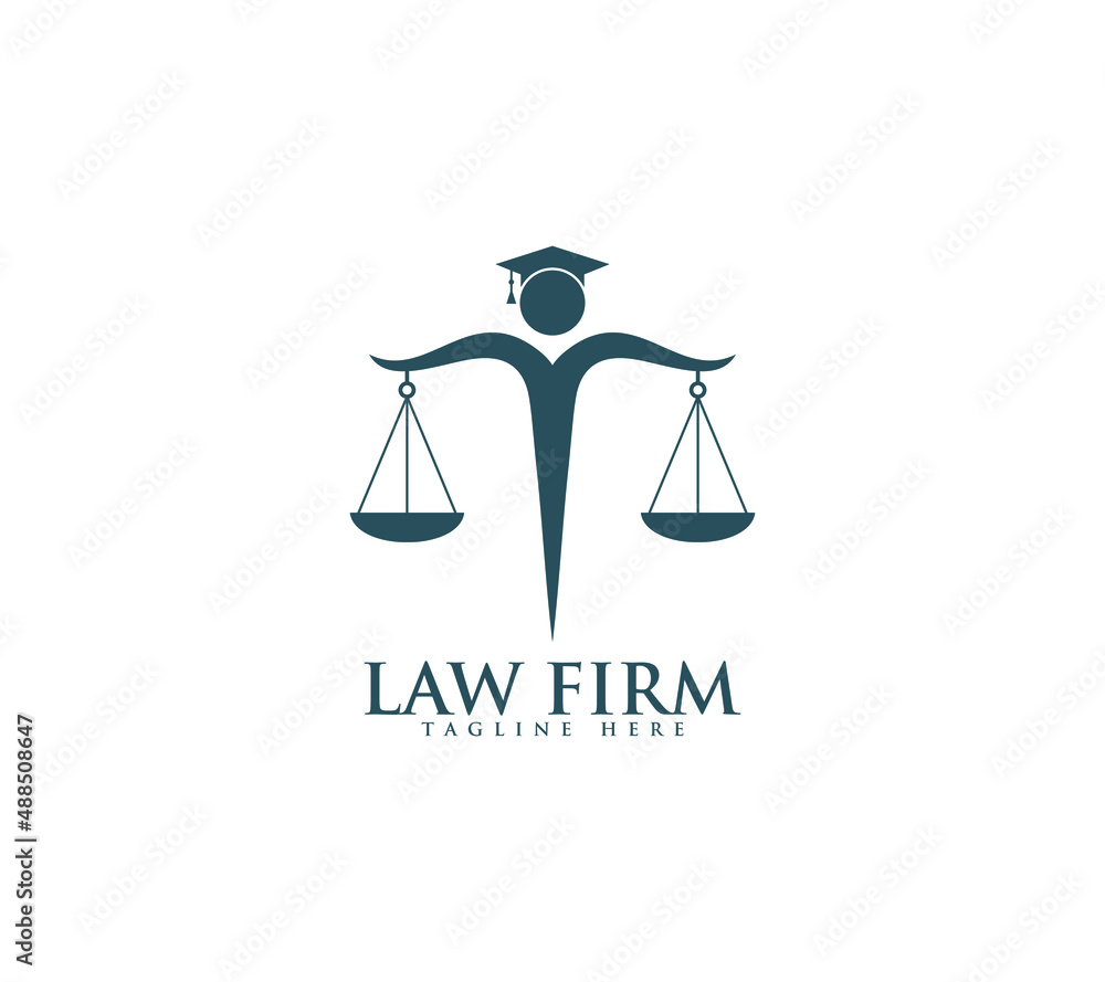 Lawyer legal law firm logo with scale icon and judge on white ...