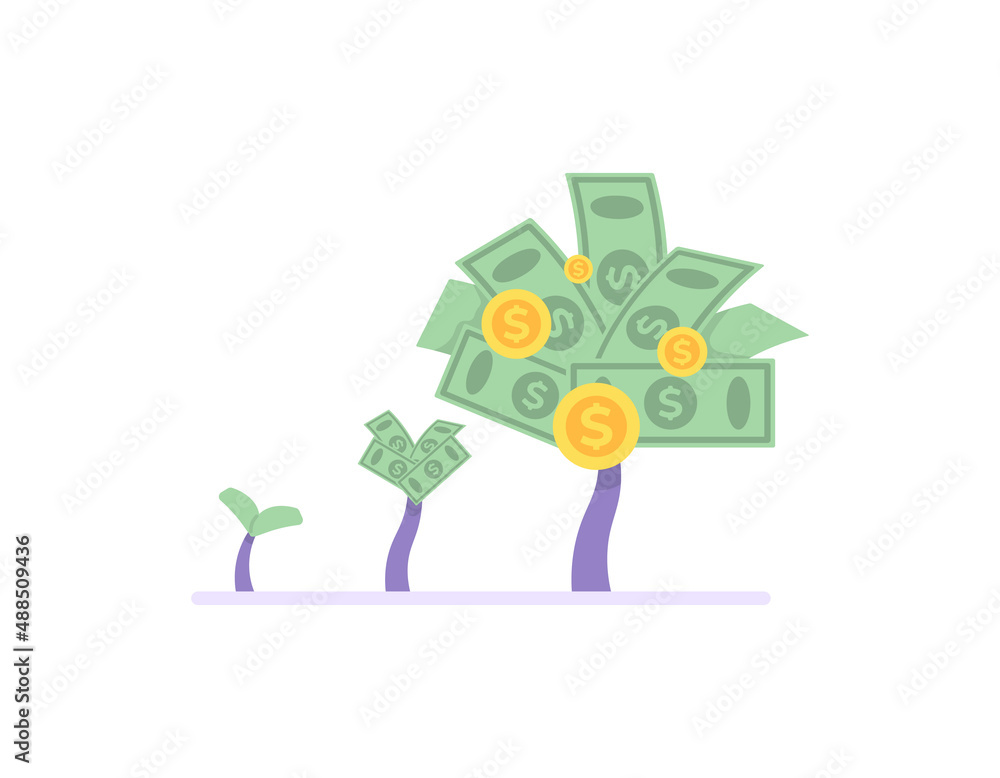 money tree evolution or growth illustration. metaphor or investment ...