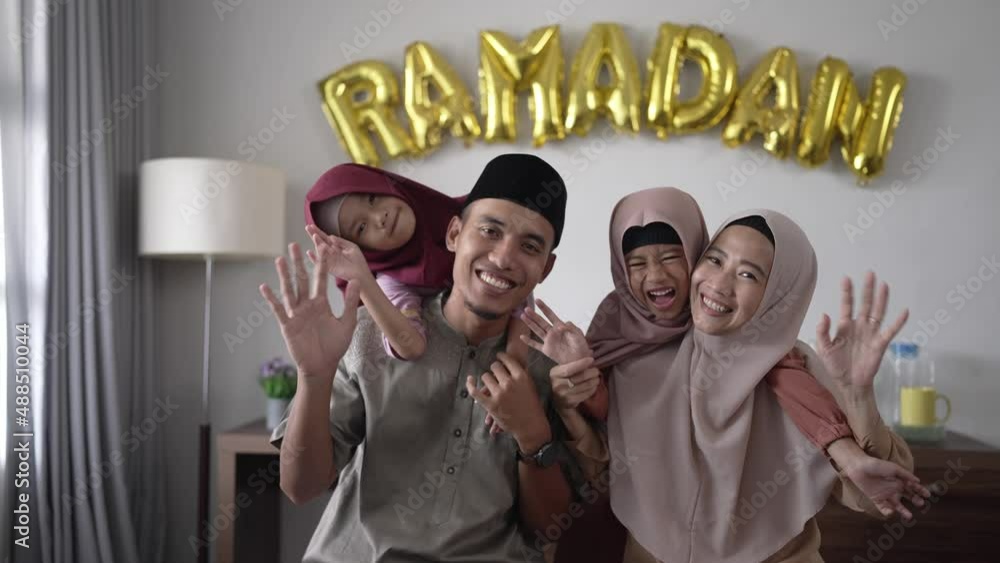 beautiful muslim family portrait together smiling to camera Stock Video ...