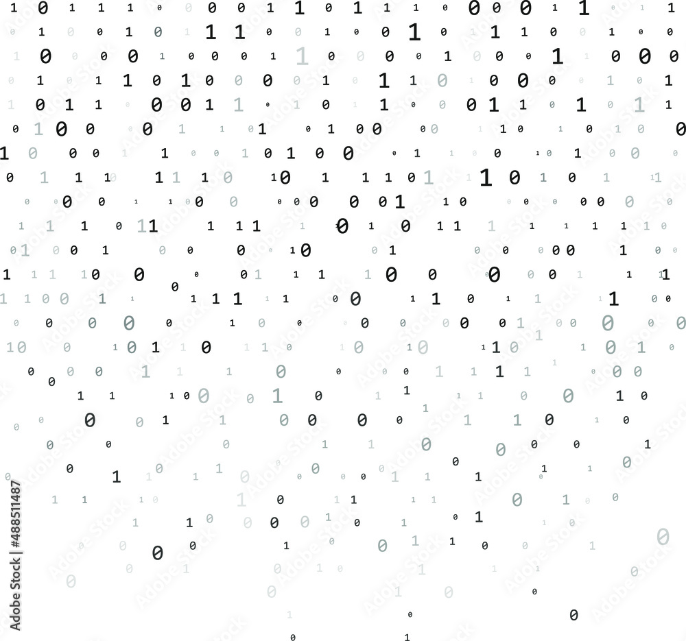 Binary code zero one matrix white background. Technology connection digital data abstract ...